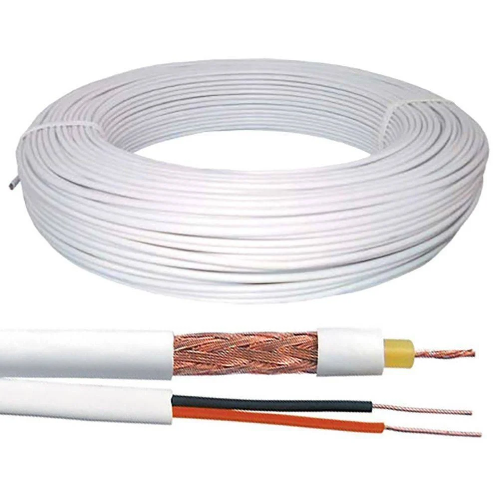 Cabo Coaxial Telecam Rf 4mm 80% Liga Cobre +2x26awg Branco 100 Metros ...