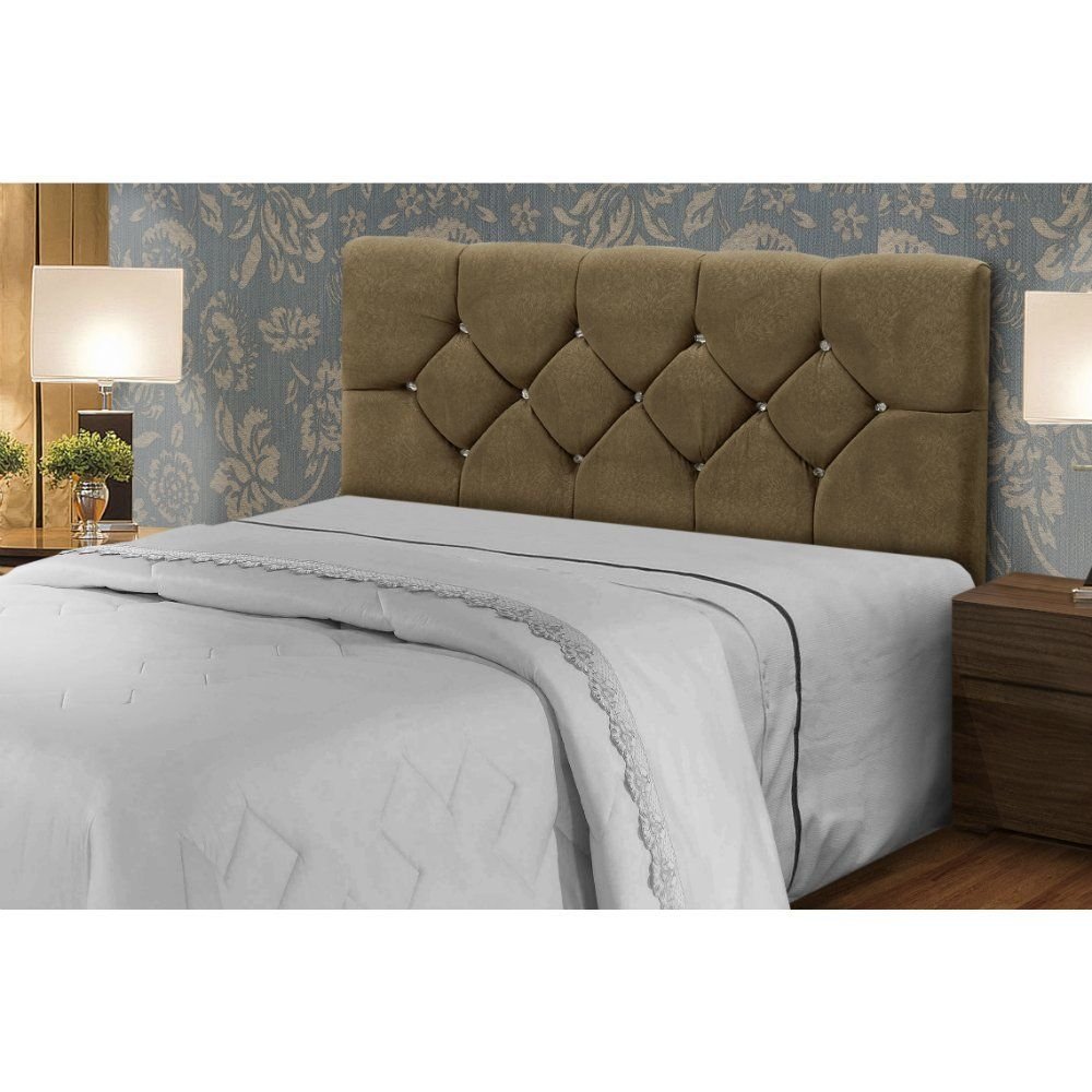 Cabeceira França Para Cama Box Casal 1,40 cm Suede Bege 1301 JS Móveis ...