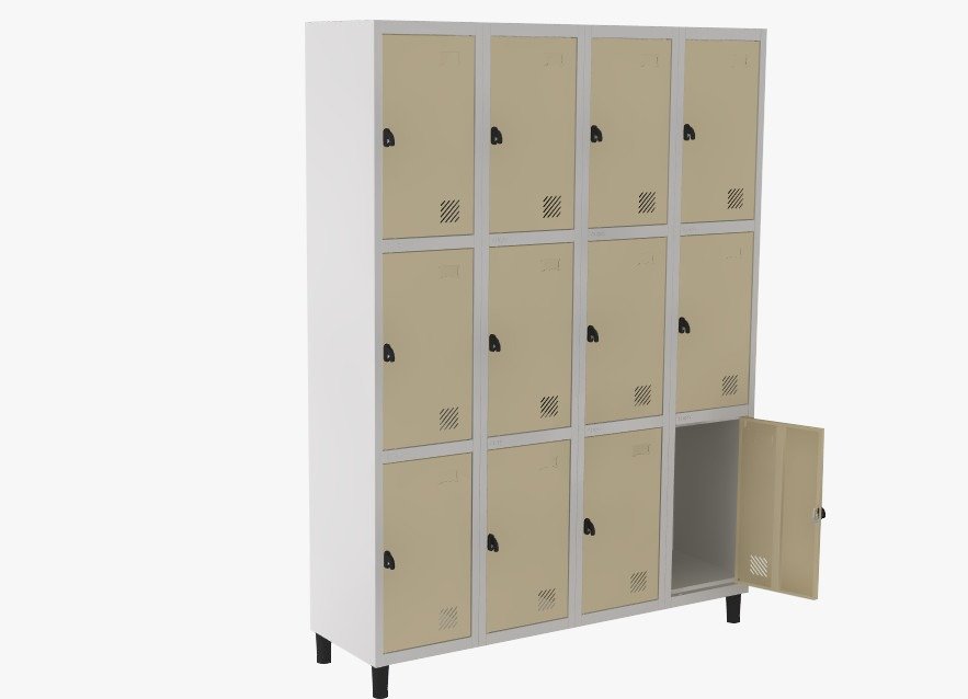 Roupeiro De Aço Guarda-volume Locker 12 Portas Montável Bege ...