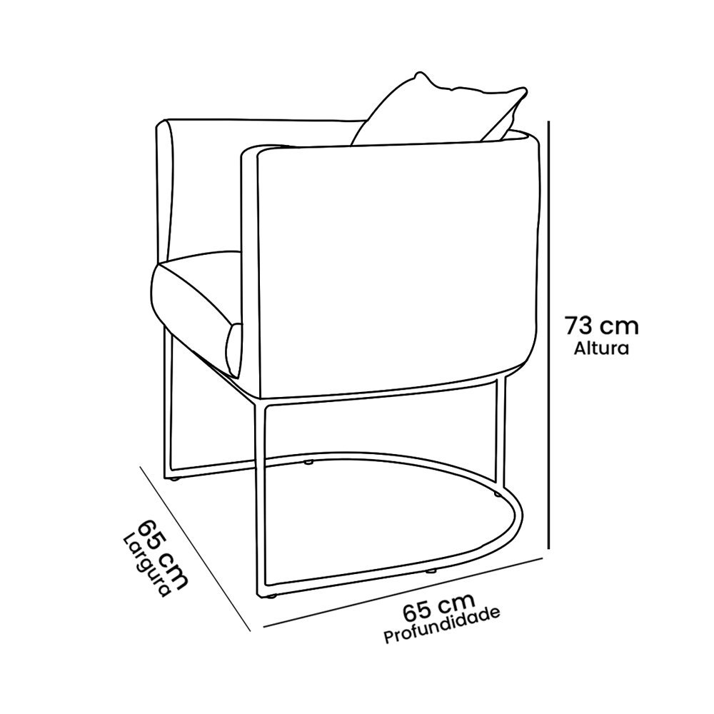 Poltrona Luaninha Base Metálica Cobre Suede Amarelo - Vallisa Decor | MadeiraMadeira