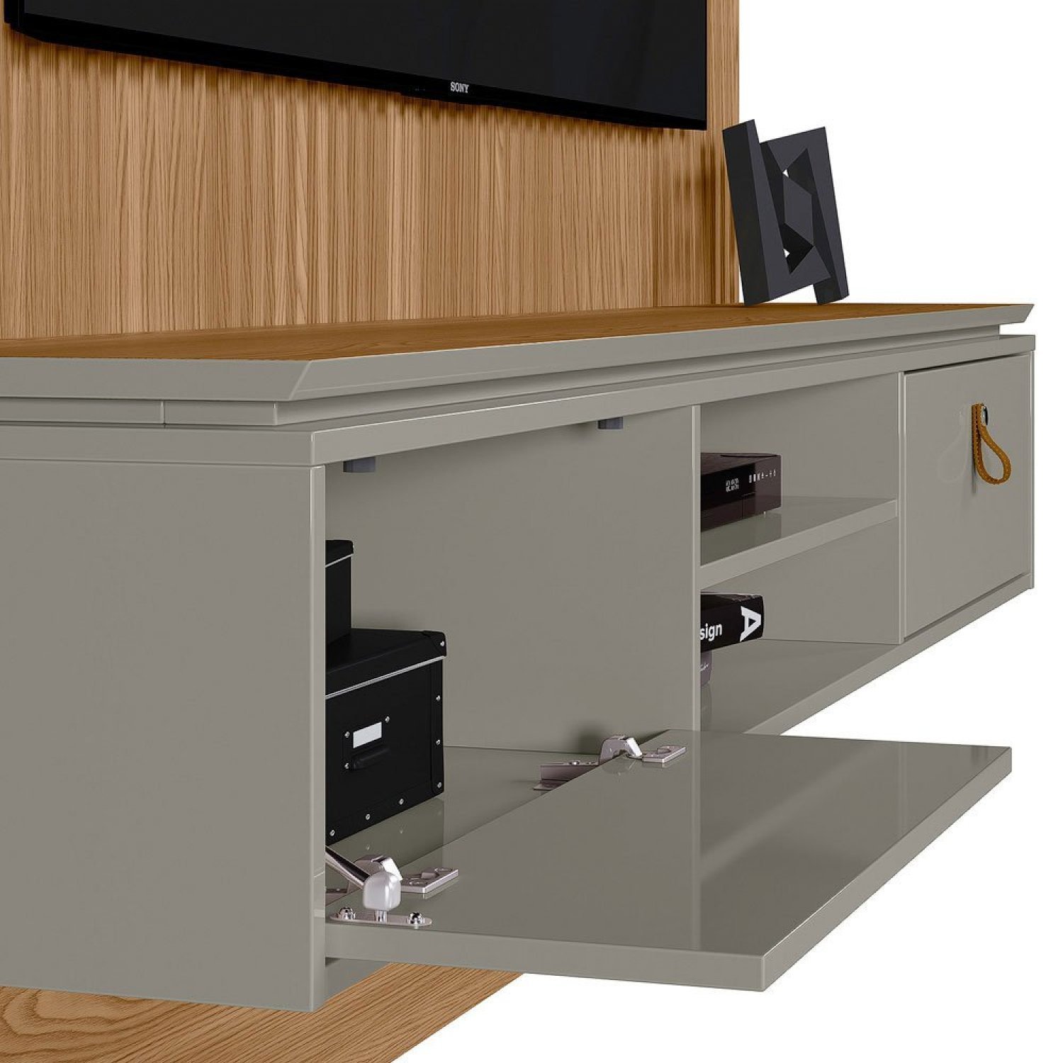 Painel para TV 75 Polegadas com Led 2 Portas 2 Nichos 2 Prateleiras Authentique Linea Brasil ...