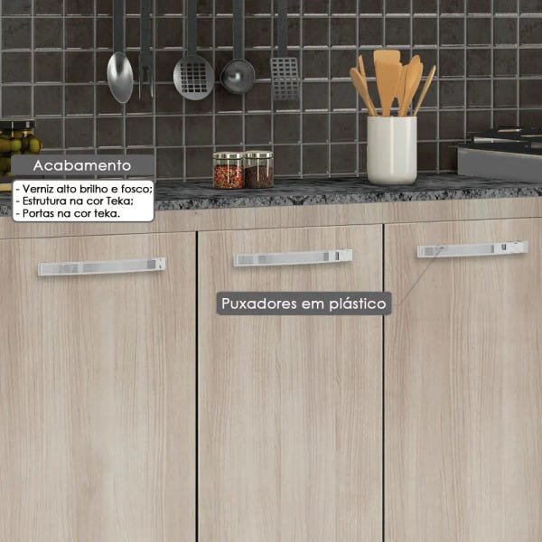 Balcão de Cozinha com 3 Portas Julia - Acabamento em Verniz - Teka ...