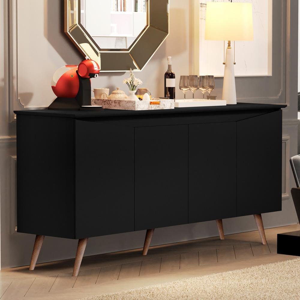 Buffet 4 Portas Encanto Preto | MadeiraMadeira