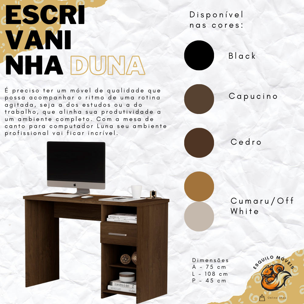 Mesa Computador Escrivaninha Duna Wood Cedro Germai | MadeiraMadeira