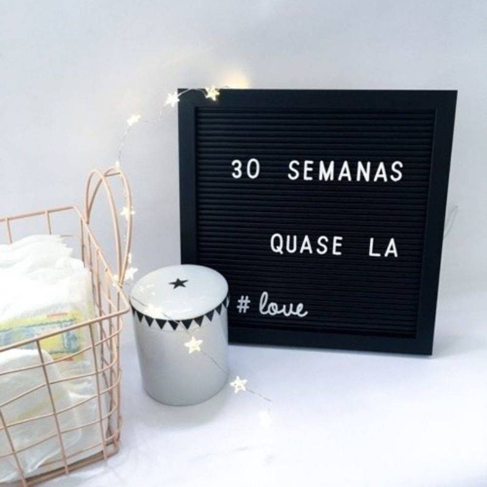 Quadro Alfabeto Letreiro Letter Board Preto Branco 26x26cm | MadeiraMadeira