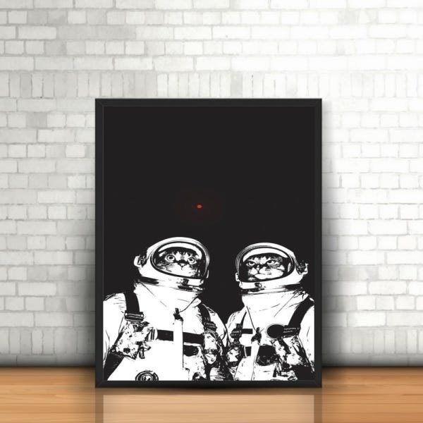 Quadro Moldura Tumblr Gatos Astronautas e Pontinho Vermelho ...