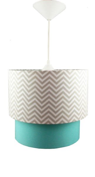 Pendente duplo Chevron cinza com tiffany | MadeiraMadeira