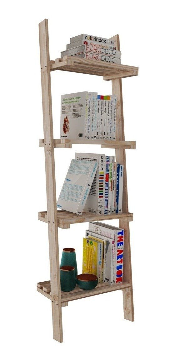 Escada Expositora Pinus Com 4 Prateleiras Flutuante Exclusiva Technox | MadeiraMadeira