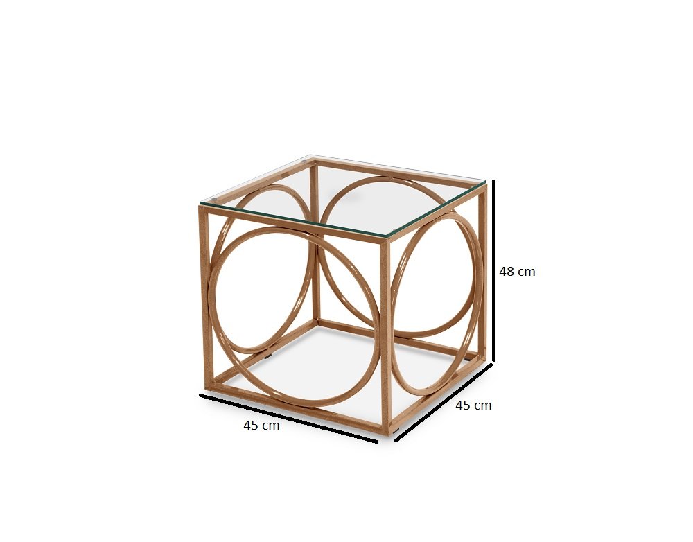 Mesa De Centro Elis Aço C/tampo Vidro Pelaio Móveis - Marrom ...