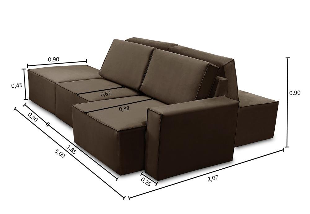 Sofá Ilha 7 Lugares Isadora Suede Marrom Adonai Estofados | MadeiraMadeira