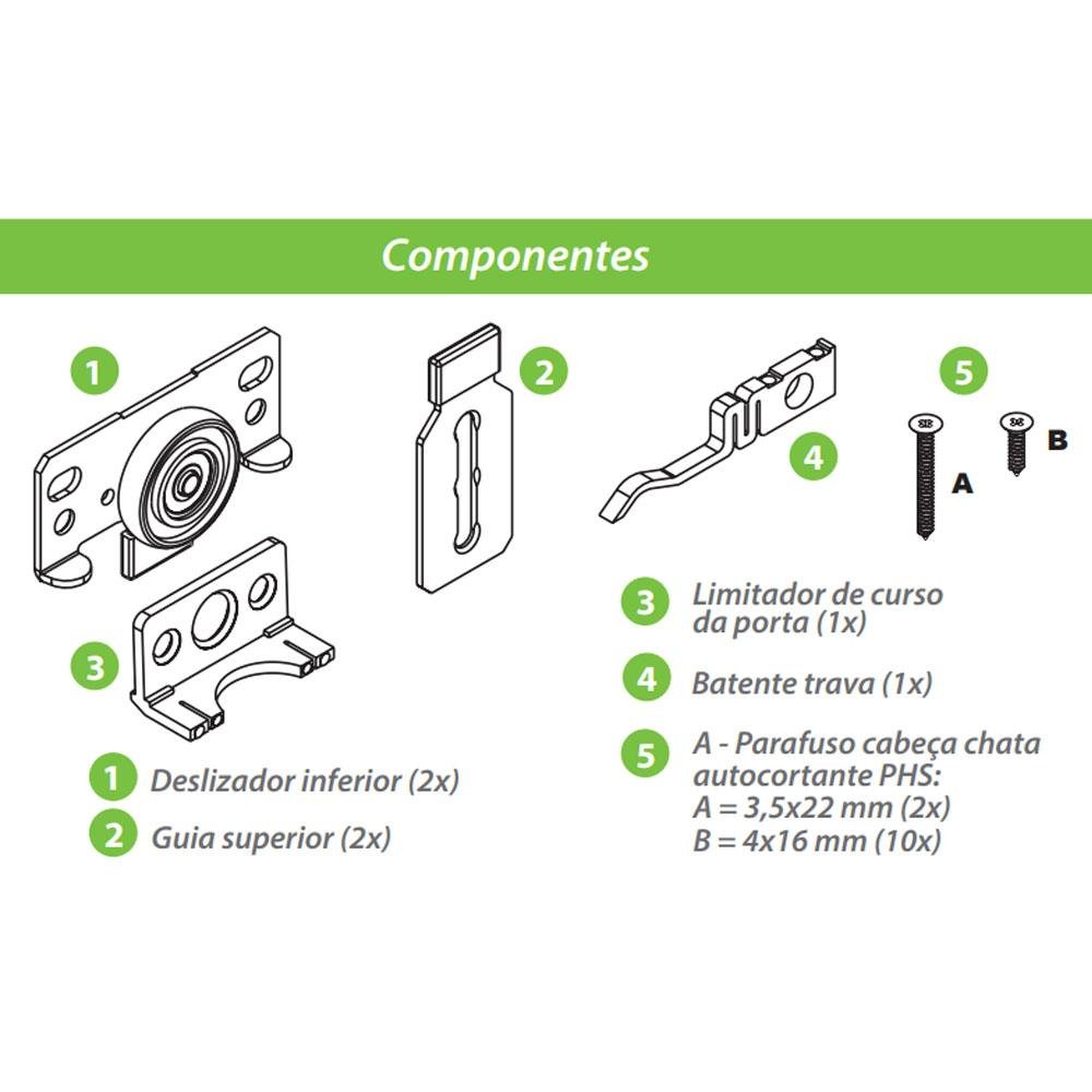 Sistema deslizante para porta de correr SD401 FGV 1 porta 40 kg ...