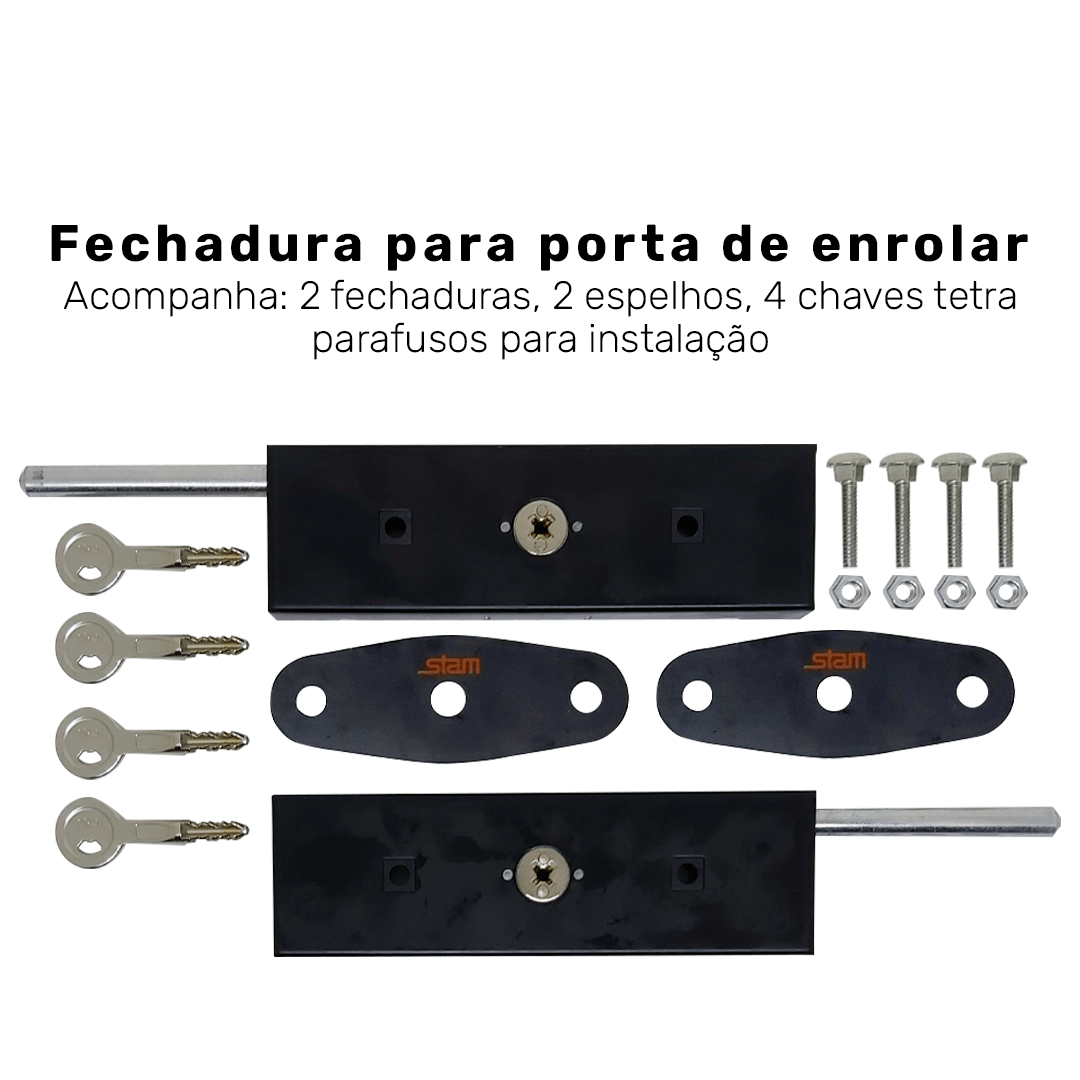Kit 2 Fechadura Trava Lateral Porta Enrolar Tetra 1200 Stam Fech. 1200 ...