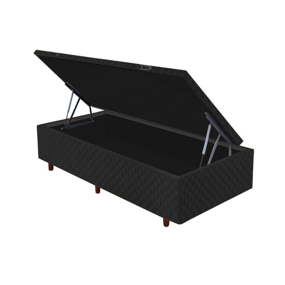 Base Box Baú Para Colchão Solteiro 88x188x46cm Preto Cristalflex ...