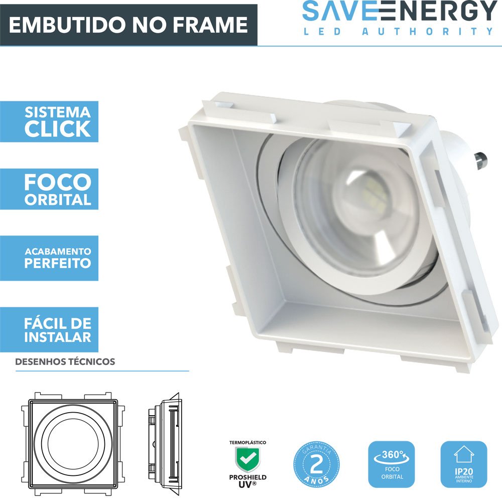 Embutido No Frame Ar111 Quadrado Recuado Save Energy | MadeiraMadeira