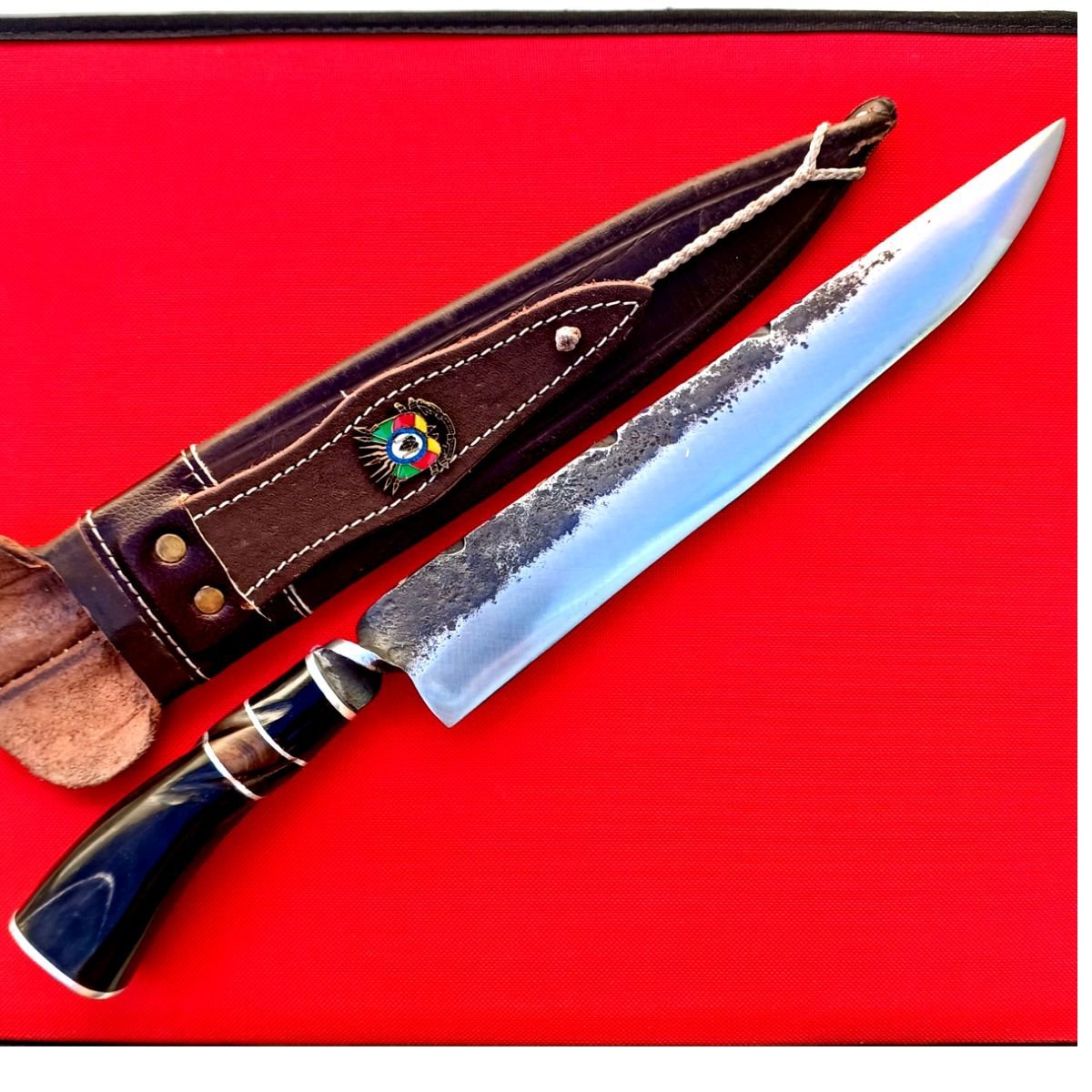 Faca Forjada Artesanal Lâmina aço Cabo Osso/chifre Alto Cort Madeira ...