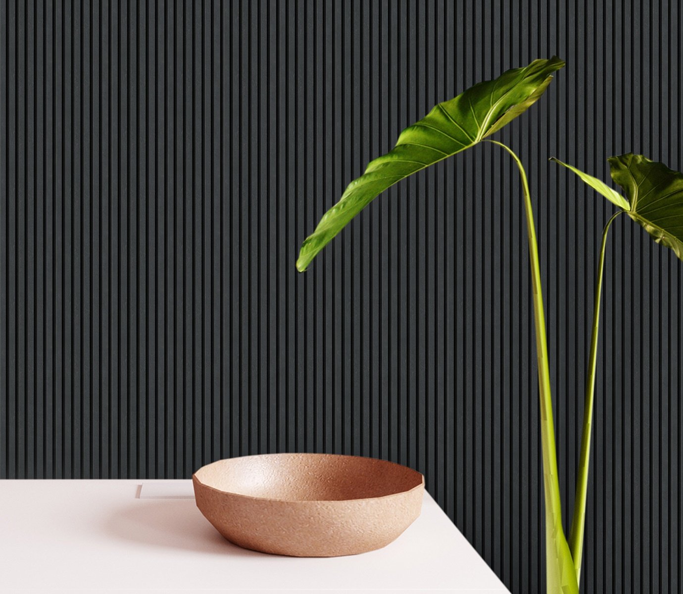 Papel de Parede Ripado de Madeira Fina Dark Sala 6m | MadeiraMadeira