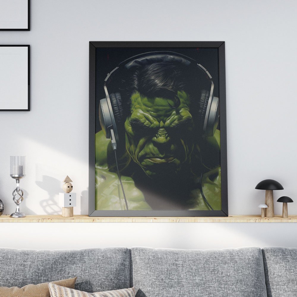 Quadro para Decoração de Quarto Motivação Academia Hulk Fone ...