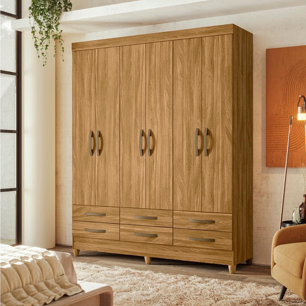 Guarda Roupa Casal 6 Portas 6 Gavetas Siena - Freijó | MadeiraMadeira