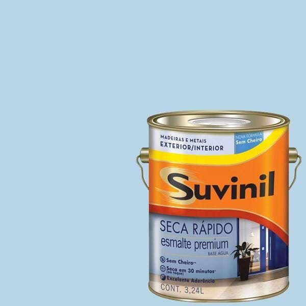 Tinta Esmalte Base Água Brilhante Suvinil Azul-bebê 3,6lts | MadeiraMadeira