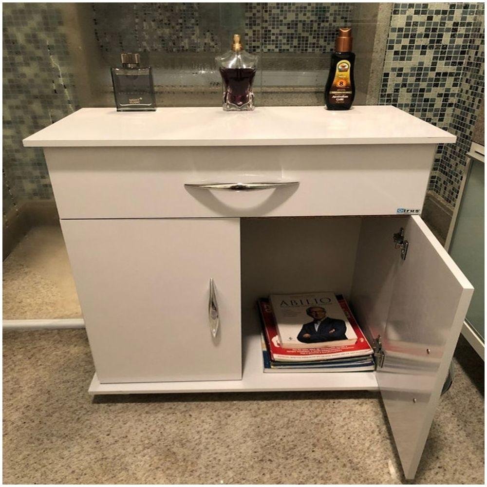 Gabinete De Chão Branco Simples Com Rodinhas Compacto | MadeiraMadeira