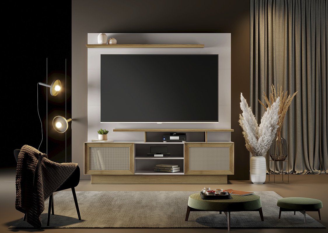 Estante Home para TV até 65 Polegadas Impulso JCM Móveis Off White ...