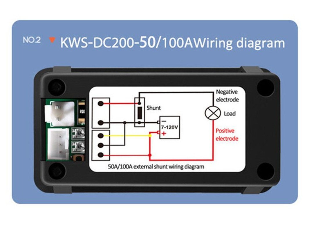 Wattimetro DC Painel 0-200V 100A c/Shunt kws-dc200 | MadeiraMadeira