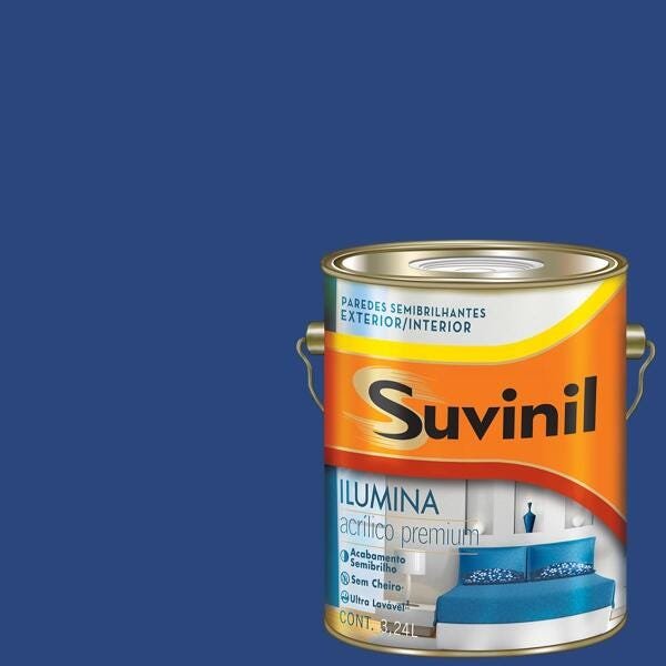 Tinta Acrílica Semi Brilho Suvinil Azul-real 3,6lts | MadeiraMadeira