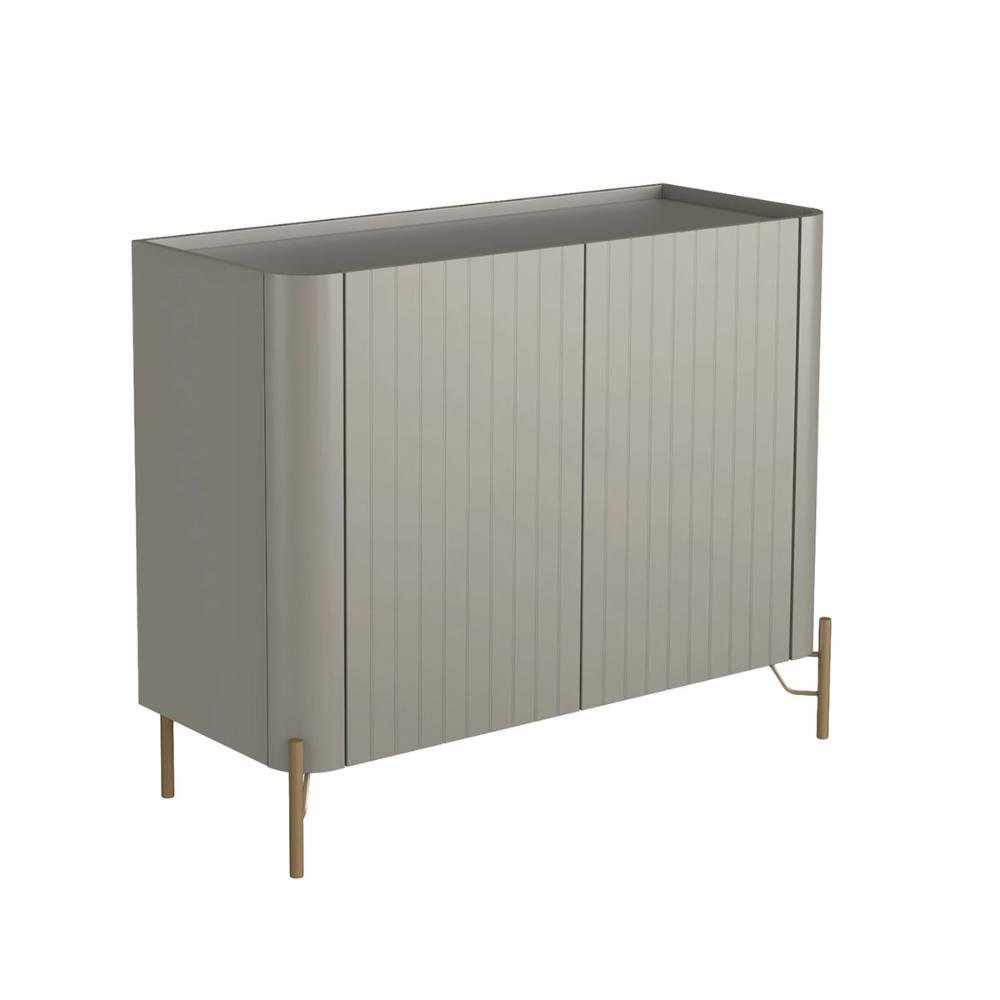 Balcão Buffet 98,5cm P/ Sala Porta Brise 100% Mdf Pés Metal ...