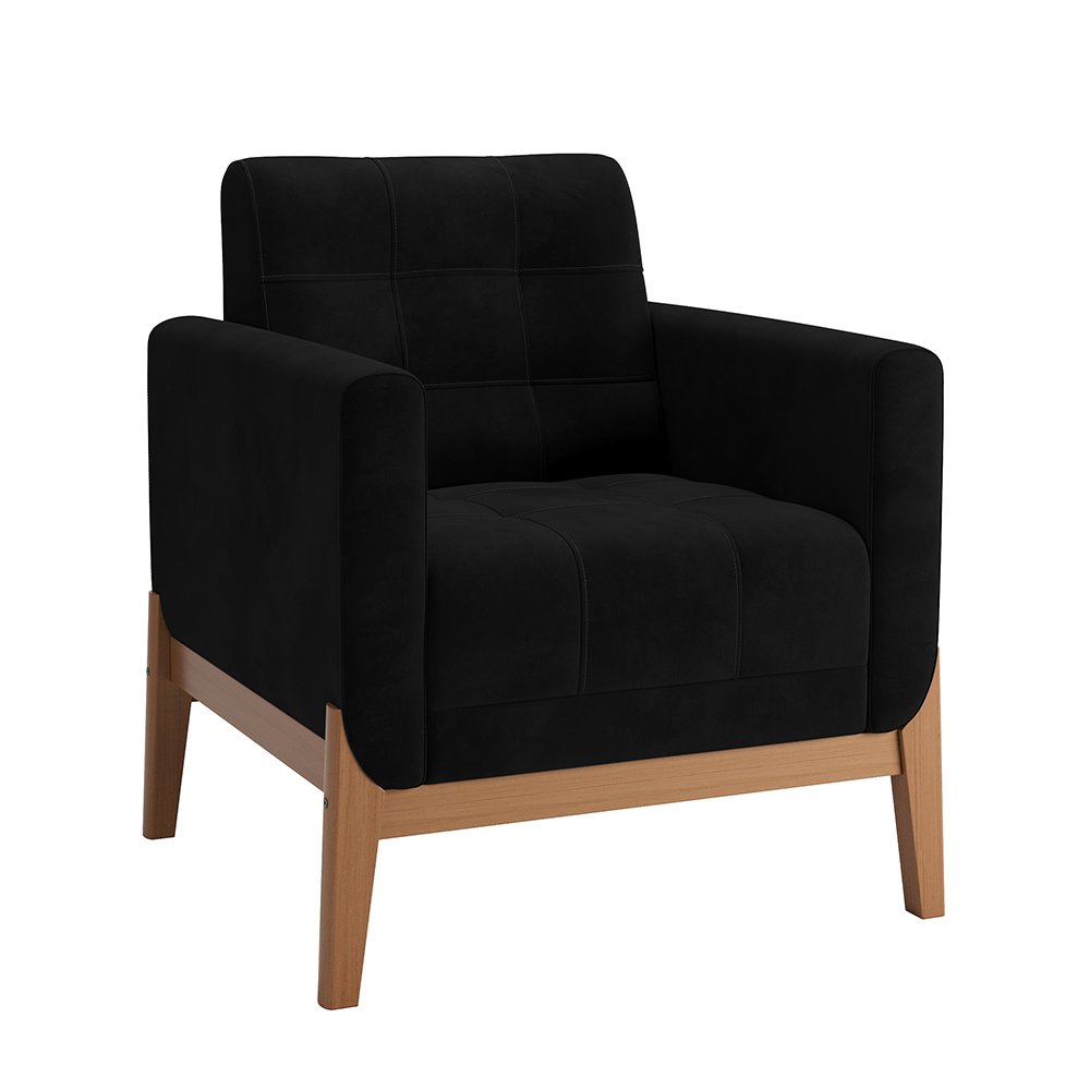 Poltrona Veludo Preto Absoluto Brooks Minha Loja De Móveis | MadeiraMadeira