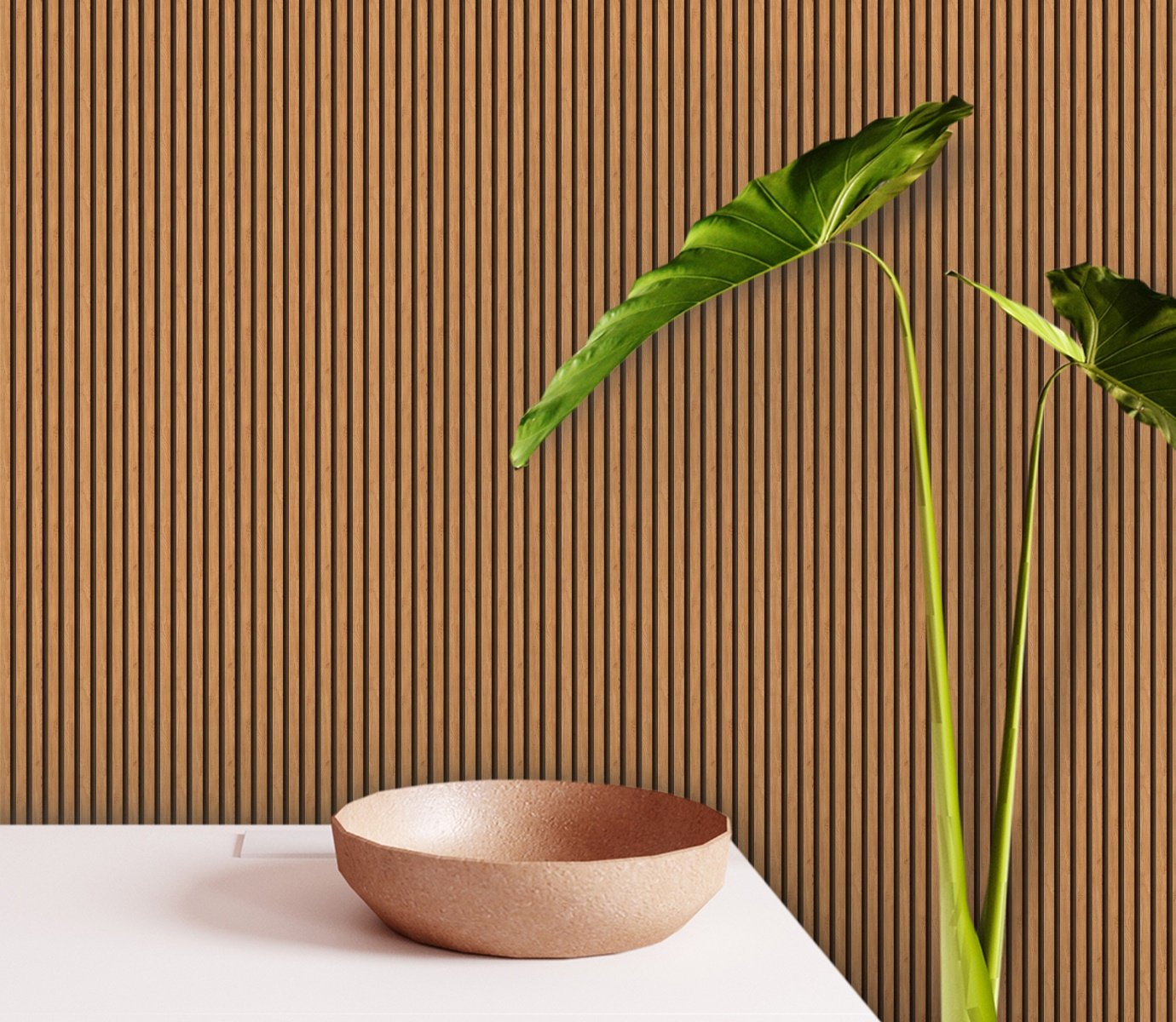 Papel de Parede Ripado Fino de Madeira Auto Quarto 15m | MadeiraMadeira