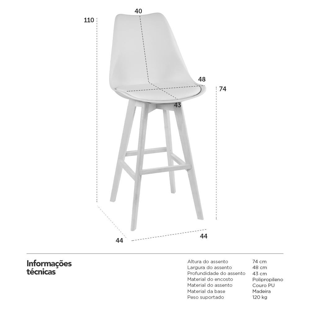 Banqueta alta Leda - Azul petróleo | MadeiraMadeira