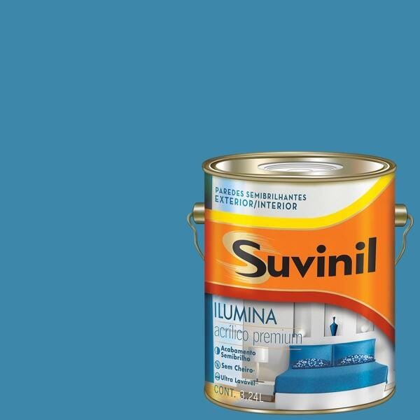 Tinta Acrílica Semi Brilho Suvinil Azul-retrô 3,6lts | MadeiraMadeira