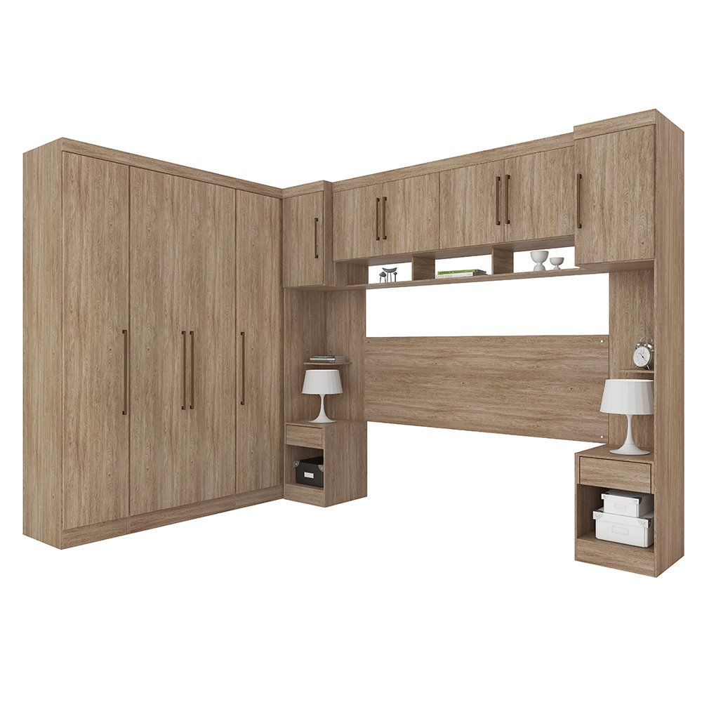 QUARTO MODULADO COMPOSIÇÃO 1 NOGAL - DEMÓBILE | MadeiraMadeira