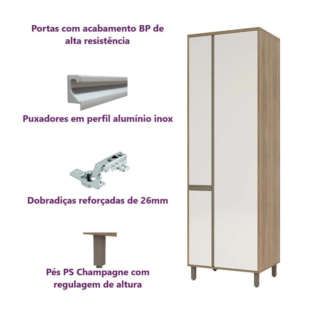 Paneleiro Torre Cozinha 3 Portas 70 - Módulo Cozinha Mel - Luciane 1318 ...