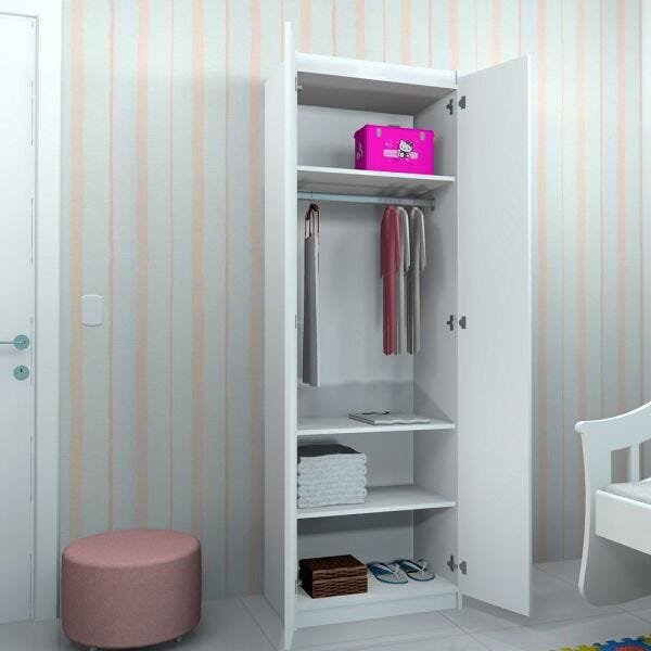 Guarda-Roupa Infantil Drw 2 Menina 2 Portas Branco Em MDP | MadeiraMadeira