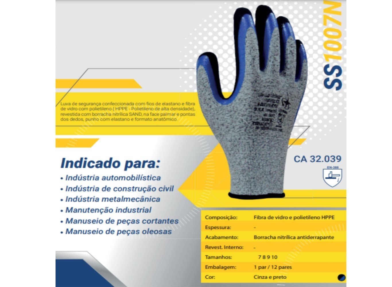 Luva Para Corte Ss1007-n Ca 32039 Anticorte Super Safety | MadeiraMadeira