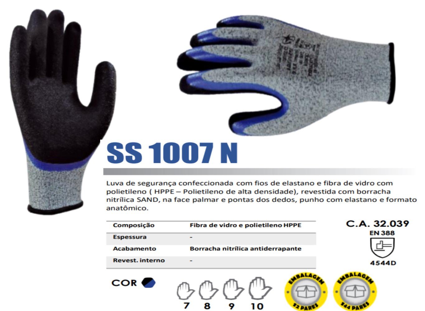 Luva Para Corte Ss1007-n Ca 32039 Anticorte Super Safety | MadeiraMadeira