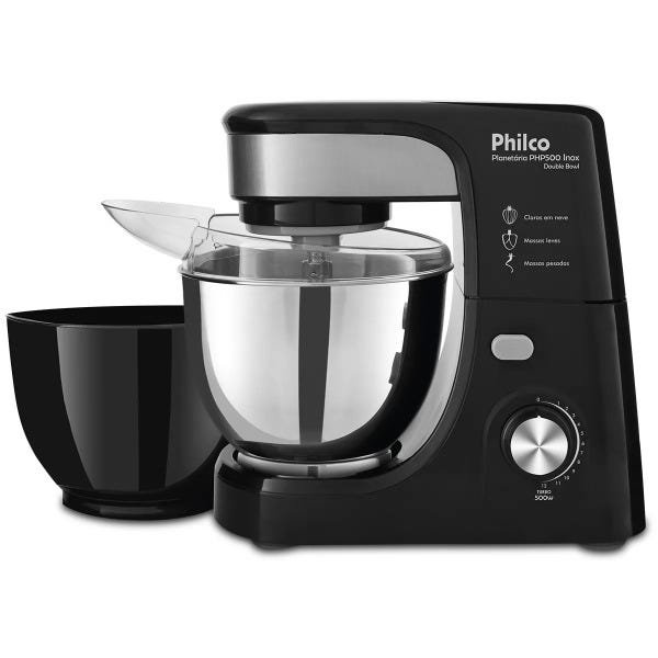 Batedeira Planetária Philco PHP500P Turbo Inox Double Bowl 500W 220V | MadeiraMadeira
