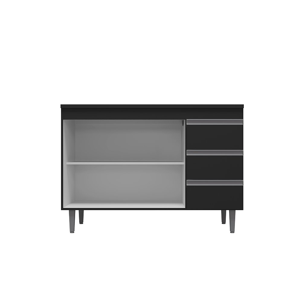 Balcão Andréia Cozinha Preto 100cm s/Tampo Vallisa Decor | MadeiraMadeira