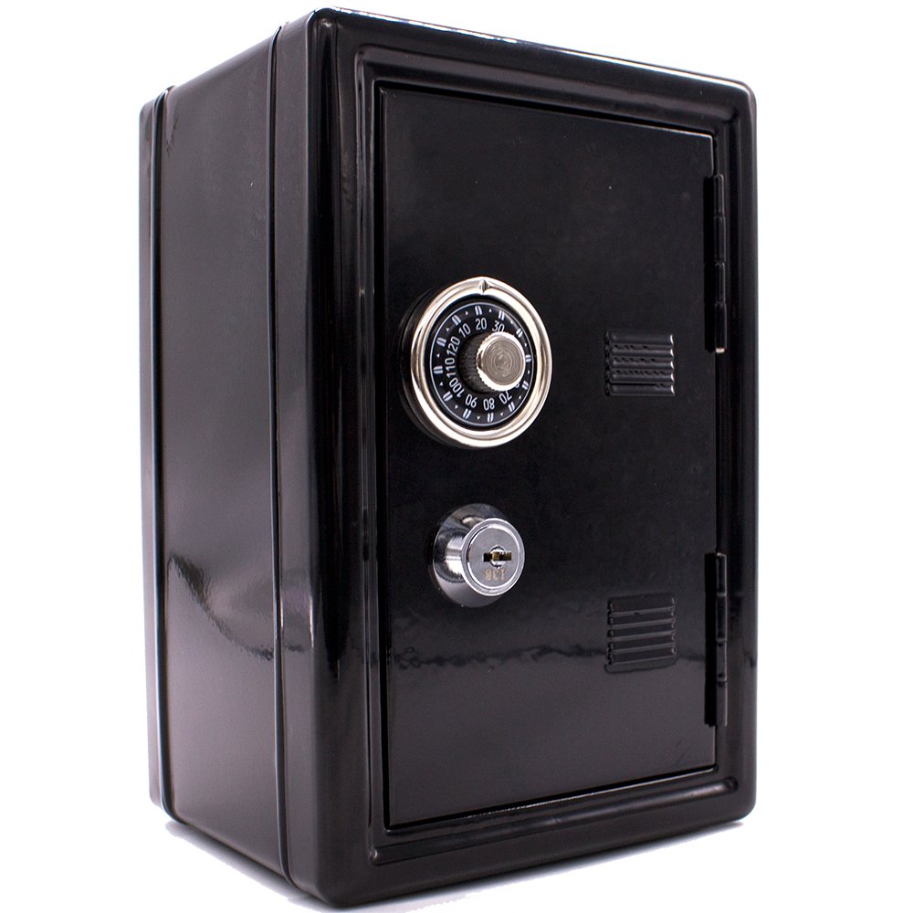 Mini Cofre Mecânico Segredo Chaves Dinheiro Joias Preto Lorben Preto ...