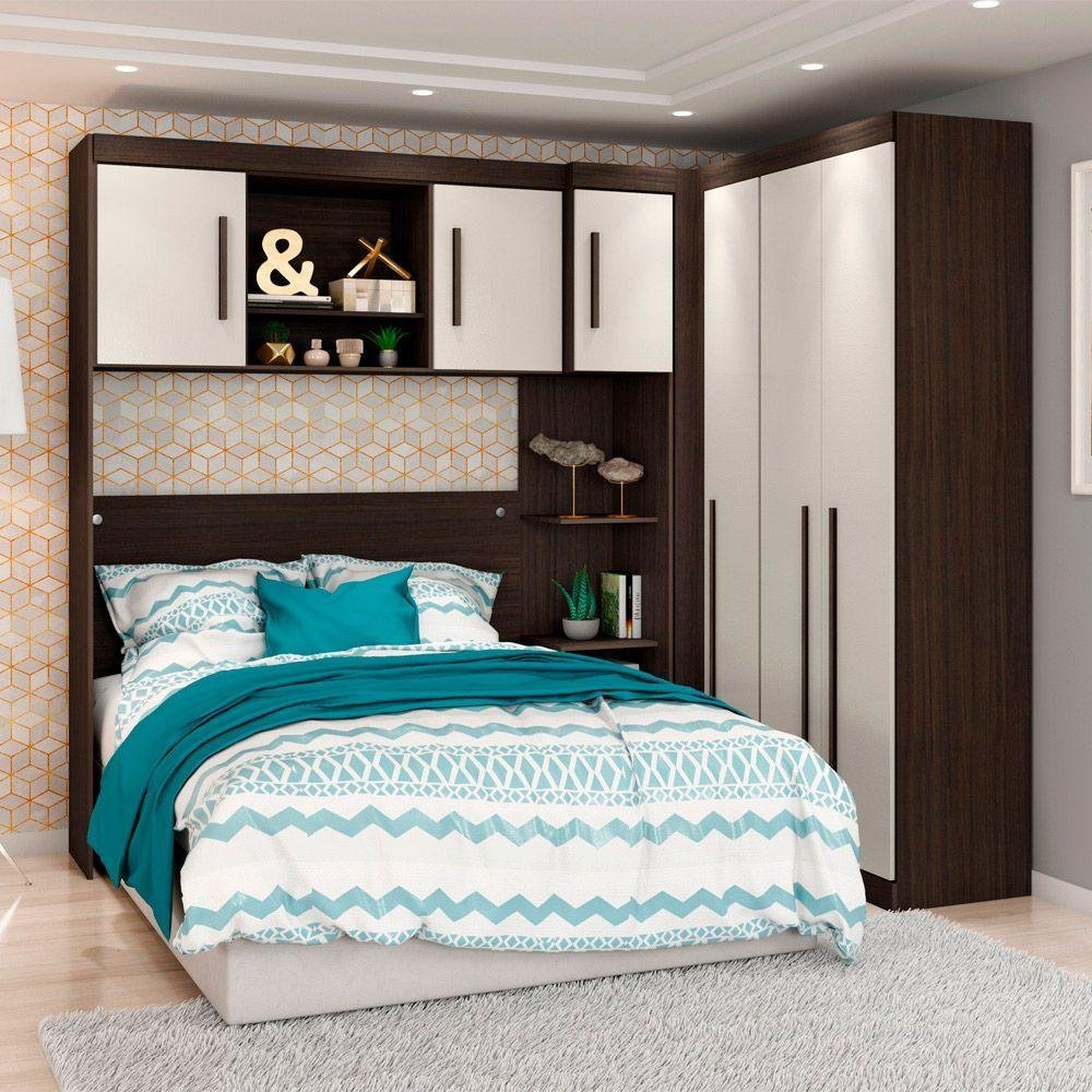 Quarto Modulado Casal de Canto 6 Peças Com Régua Lateral | MadeiraMadeira
