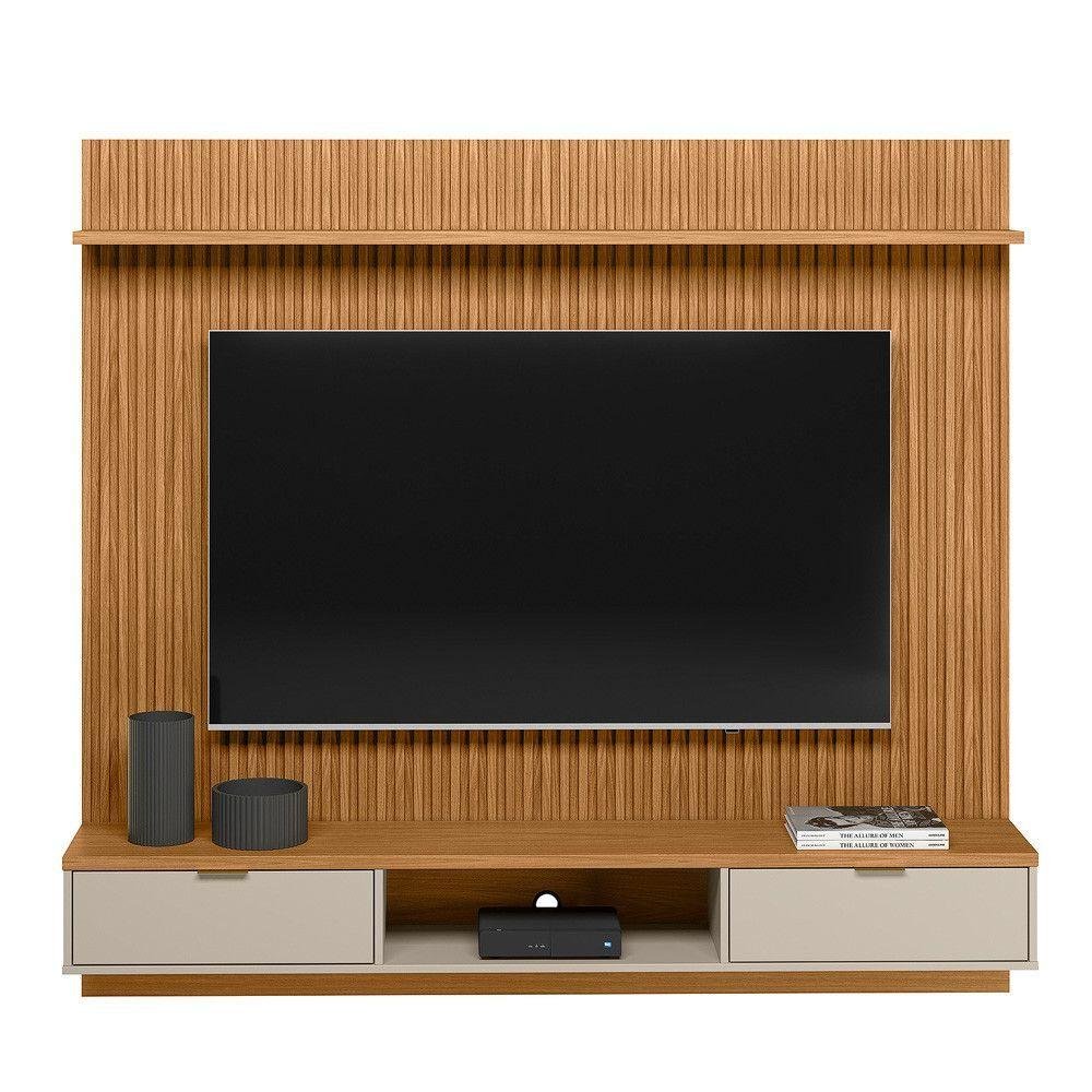 Painel com Nicho para Tv 75 Polegadas Gênova Linea Brasil Nature/off ...