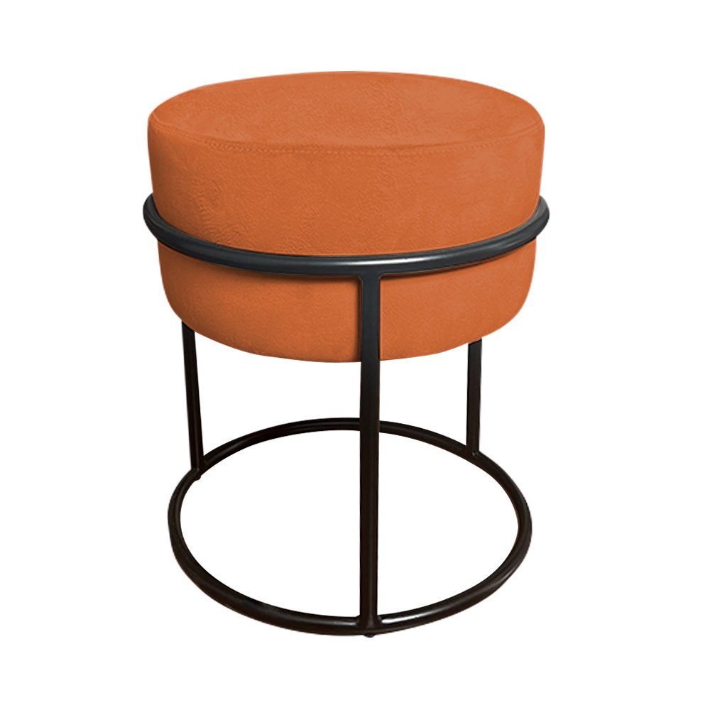 Puff Luma Suede Terracota com Base de Aço Preta | MadeiraMadeira