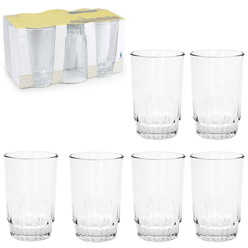 Jogo de Copos 280ml em Vidro com 6 Copos | MadeiraMadeira