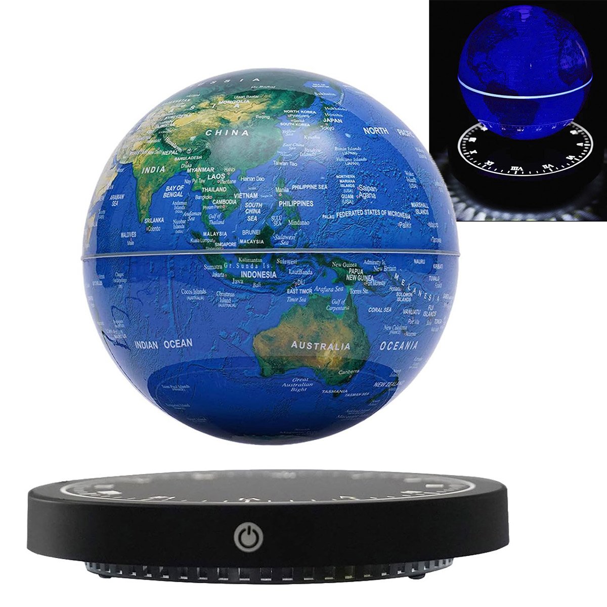 Globo Terrestre Magnetico Flutuante Levita Luminaria Luz Led Giratoria ...