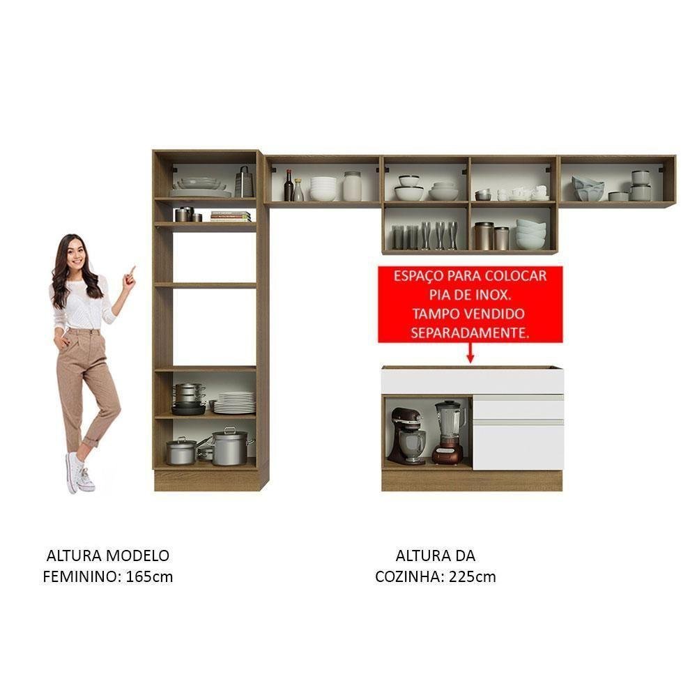 Cozinha Completa 350001 Com Armário E Balcão Rustic/branco | MadeiraMadeira