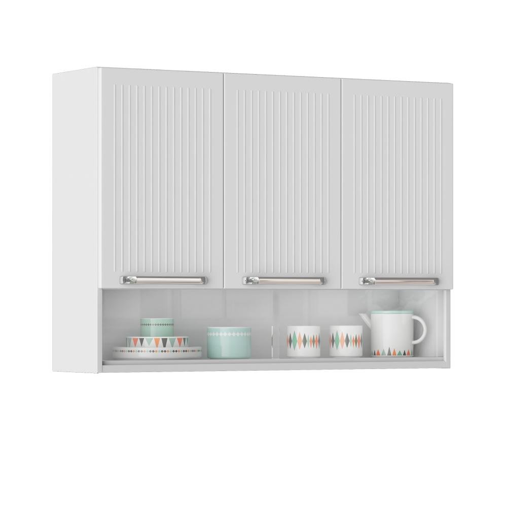 Armário Aéreo Itatiaia Moderna 3 portas Branco | MadeiraMadeira
