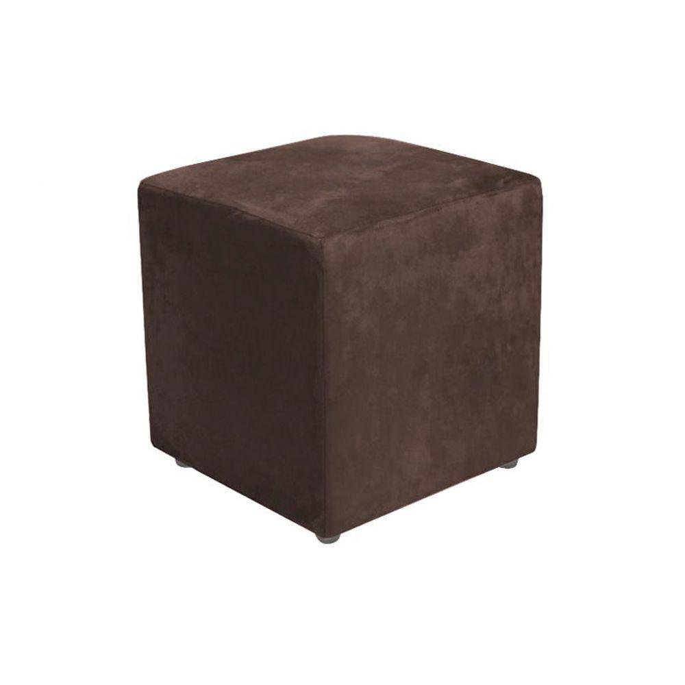 Puff Quadrado Para Sala Confort Tecido Suede Marrom | MadeiraMadeira