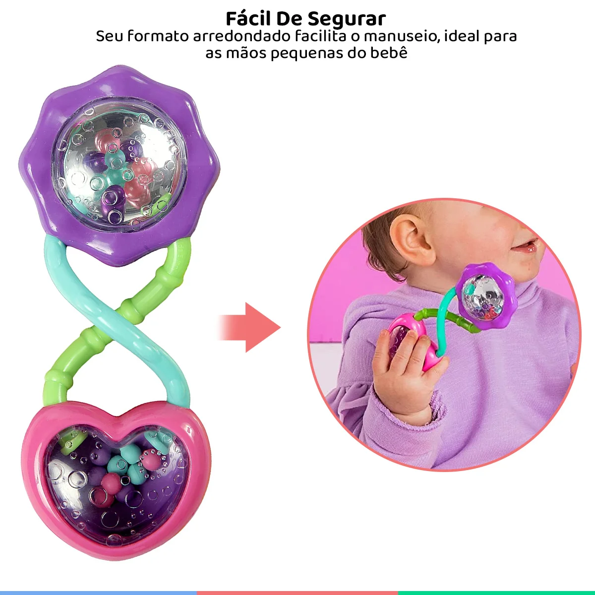 Chocalho Bebê Infantil 3m+ Formas Divertidas Texturizado Rattle & Shake ...