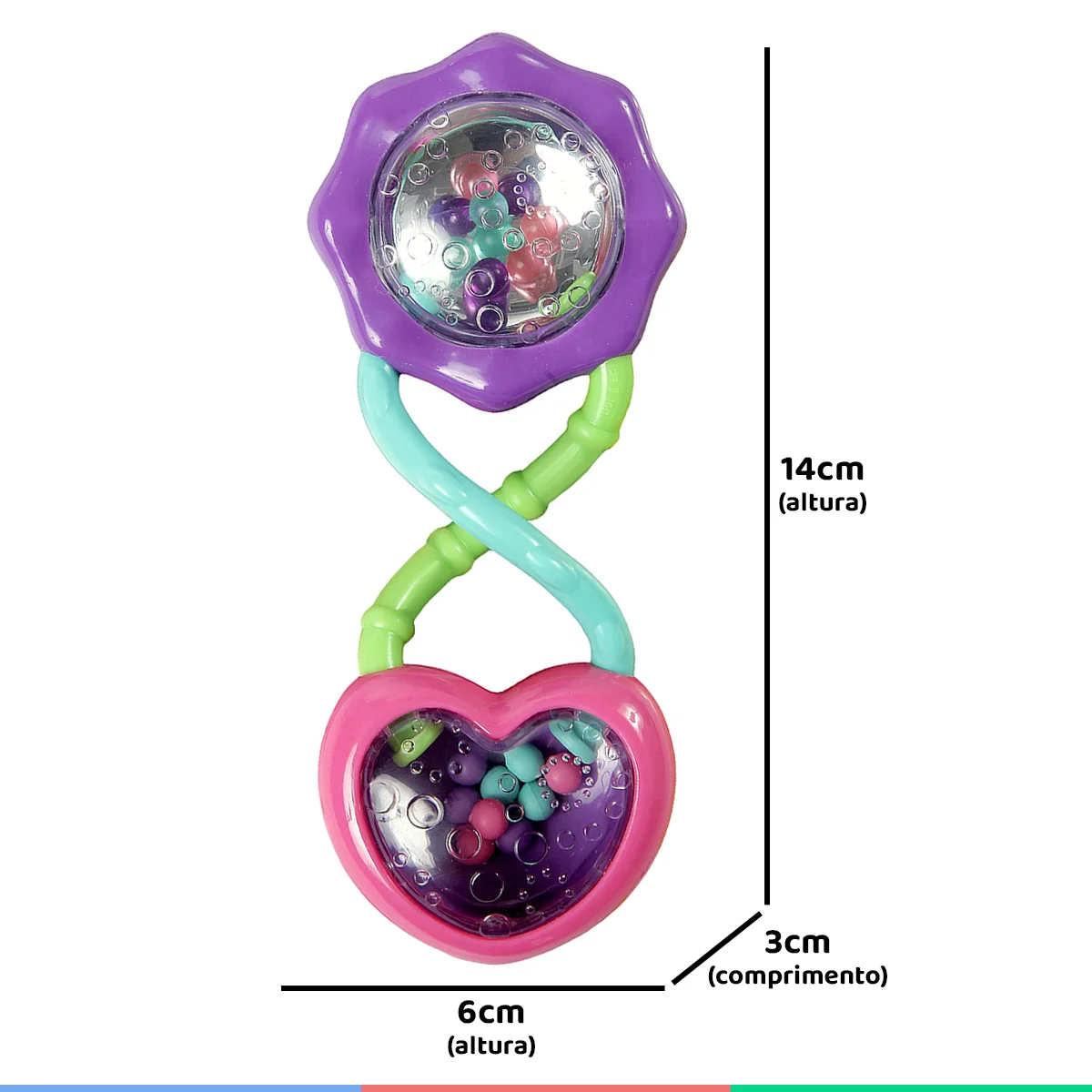 Chocalho Bebê Infantil 3m+ Formas Divertidas Texturizado Rattle & Shake ...